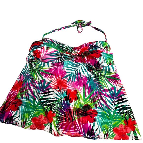 Catalina Swim Catalina Tankini Halter Swimsuit Top Xl 618 Tropical